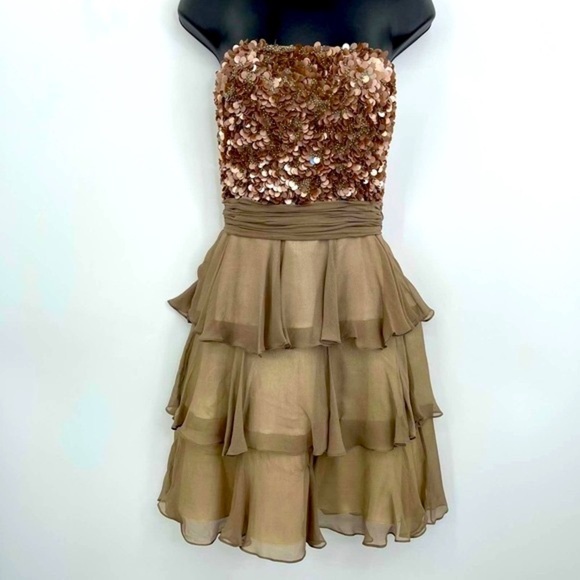Scala | Dresses | New Scala Tiered Ruffle Sequin Strapless Cocktail ...